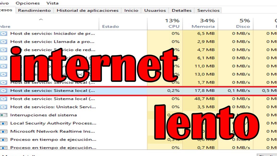 Host de servicio servicio de red consume internet windows 10
